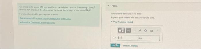 Solved Two colar dks spaced 0 50 ms apart for a paralel | Chegg.com