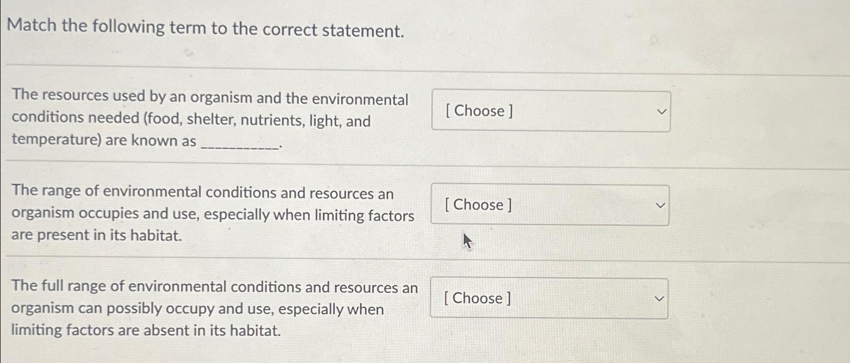 Solved Match the following term to the correct statement.The | Chegg.com