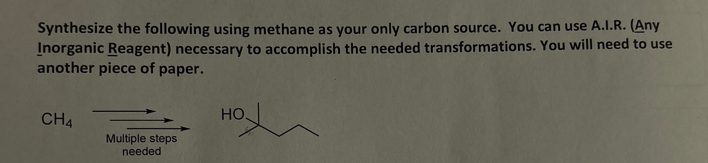 Solved Synthesize the following using methane as your only | Chegg.com