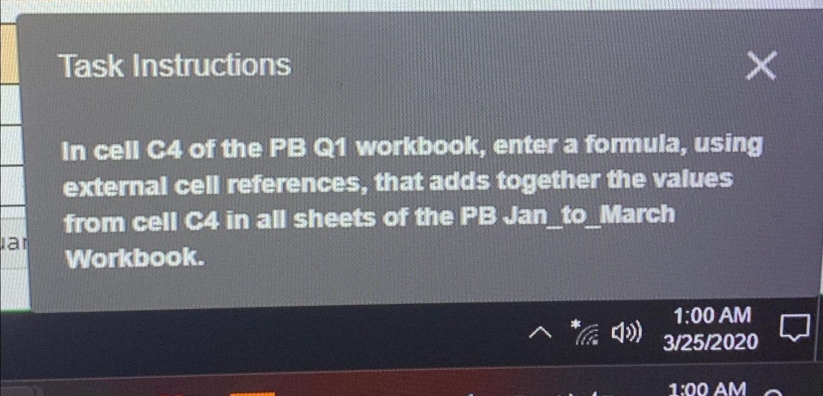 In Cell C4 Of The Q1 Worksheet