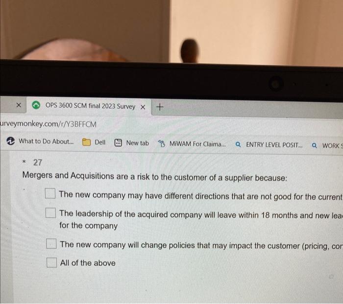 Solved Mergers and Acquisitions are a risk to the customer | Chegg.com