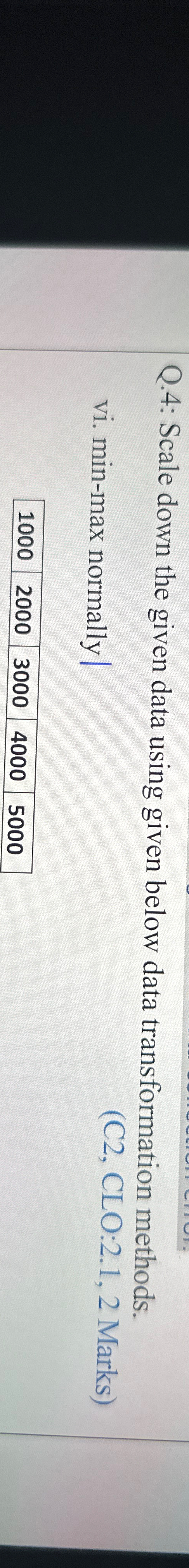 Solved Q.4: Scale down the given data using given below data | Chegg.com