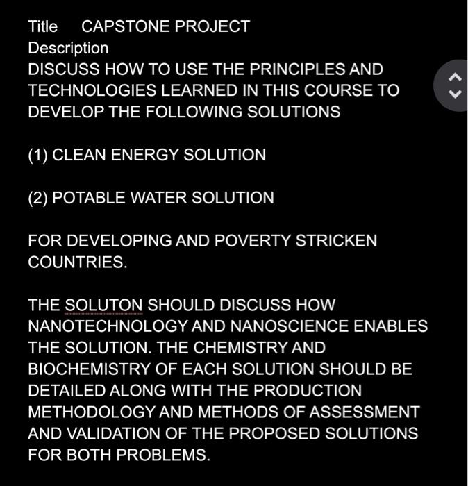Title CAPSTONE PROJECT Description DISCUSS HOW TO USE | Chegg.com