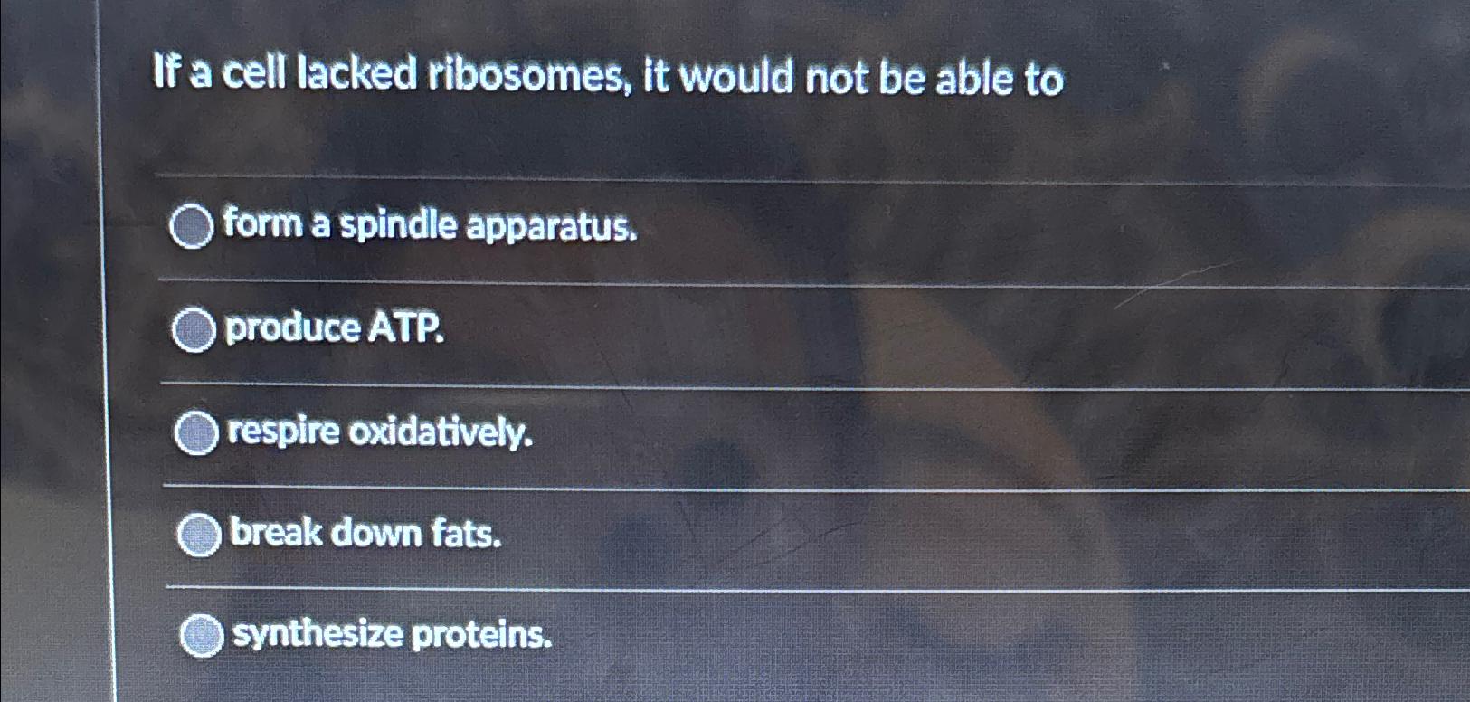Solved If a cell lacked ribosomes, it would not be able | Chegg.com