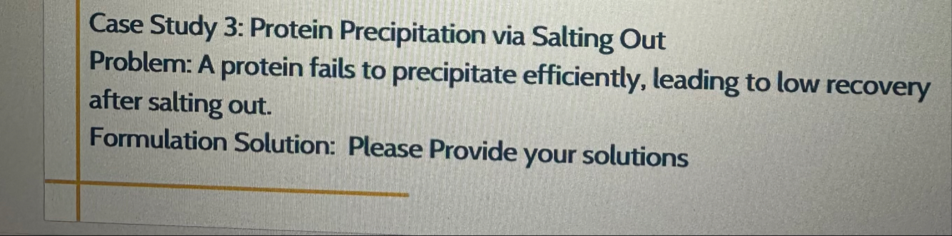 Solved Case Study 3: Protein Precipitation via Salting | Chegg.com