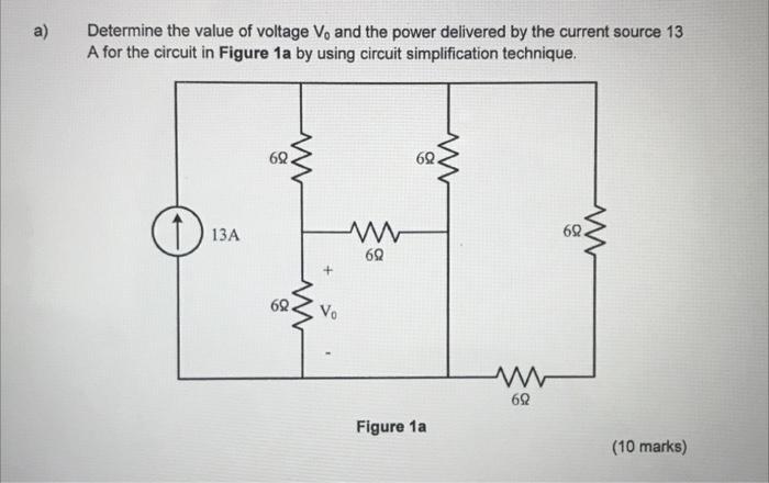 Solved a) Determine the value of voltage V0 and the power | Chegg.com