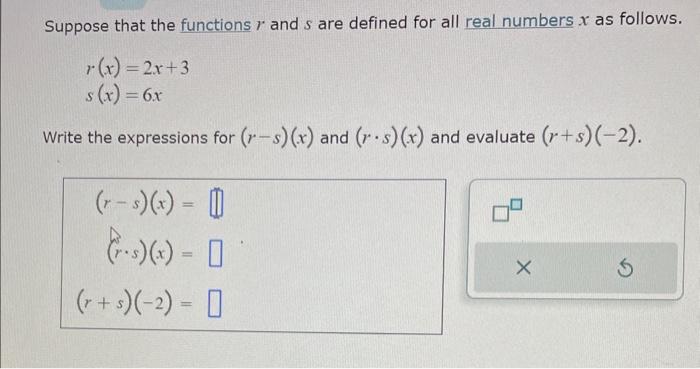 Solved Suppose that the functions r and s are defined for | Chegg.com