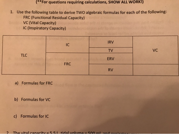 Solved (**For questions requiring calculations, SHOW ALL | Chegg.com