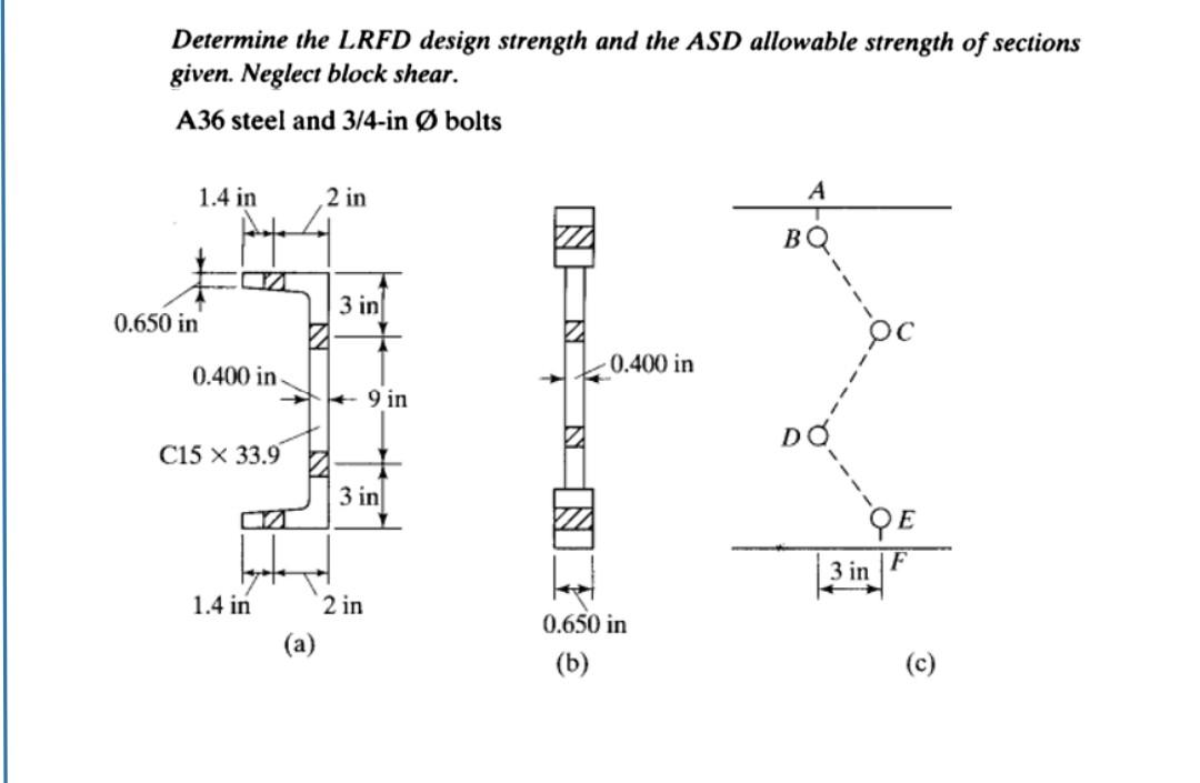 Solved Determine the LRFD design strength and the ASD | Chegg.com