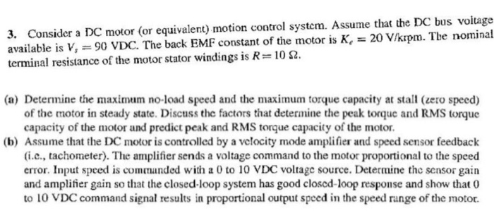 Solved 3. Consider a DC motor (or equivalent) motion control | Chegg.com