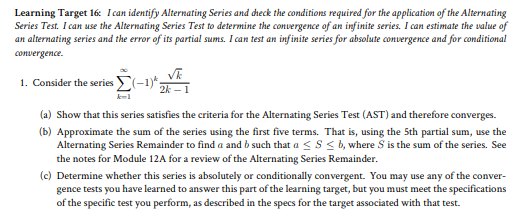 Solved Learning Target 16: I can identify Alternating Series | Chegg.com