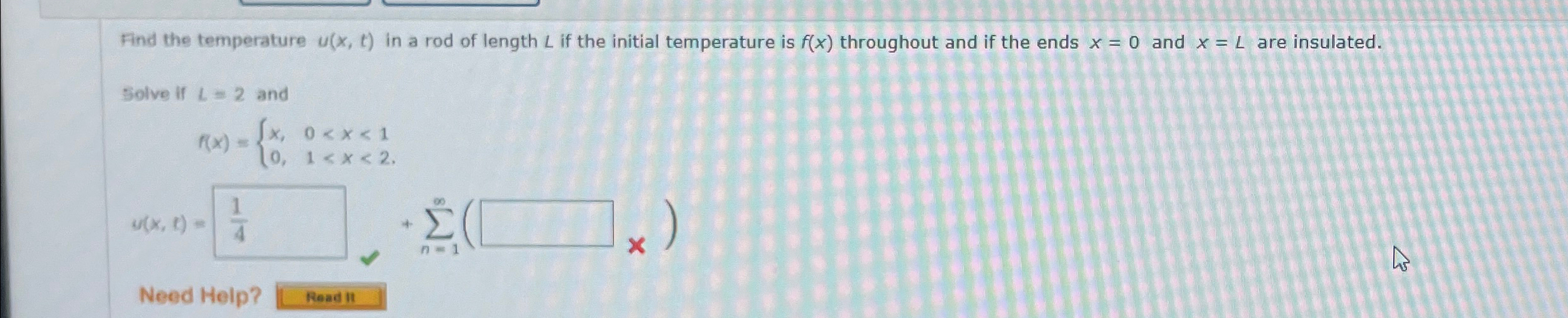 Solved Find the temperature u(x,t) ﻿in a rod of length L ﻿if | Chegg.com