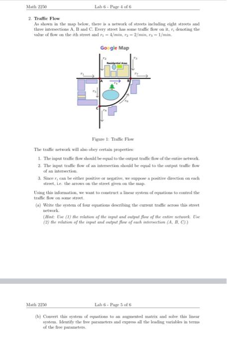 2. Traffic Flow As showa in the map below, there is a | Chegg.com