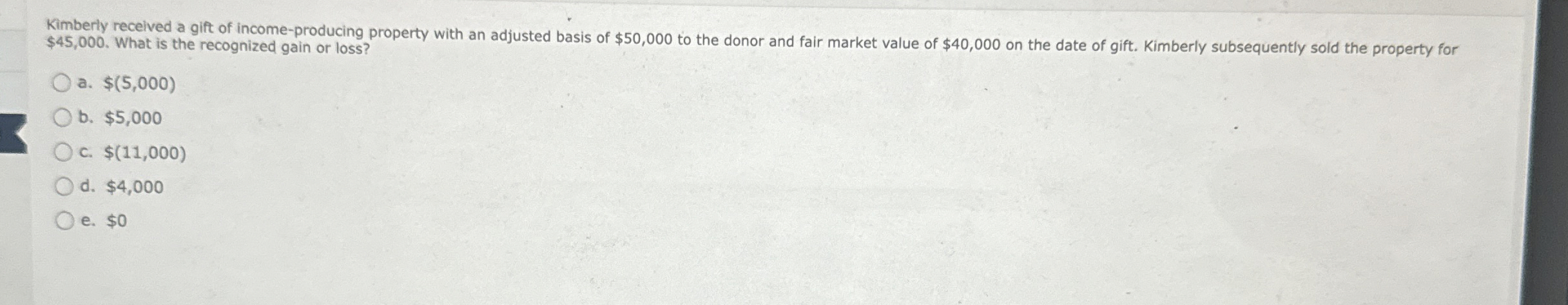 Solved Kimberly received a gift of income-producing property | Chegg.com
