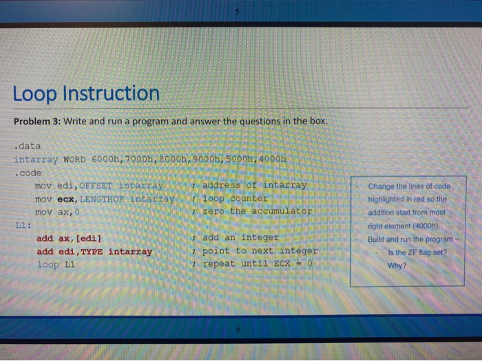 Solved Loop Instruction Problem 3: Write and run a program | Chegg.com