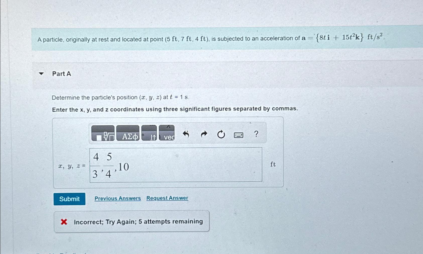 Solved A particle, originally at rest and located at point | Chegg.com
