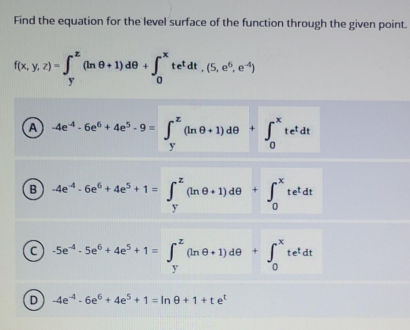 Solved Find the equation for the level surface of the | Chegg.com