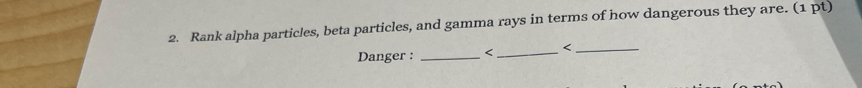 Solved Rank alpha particles, beta particles, and gamma rays | Chegg.com