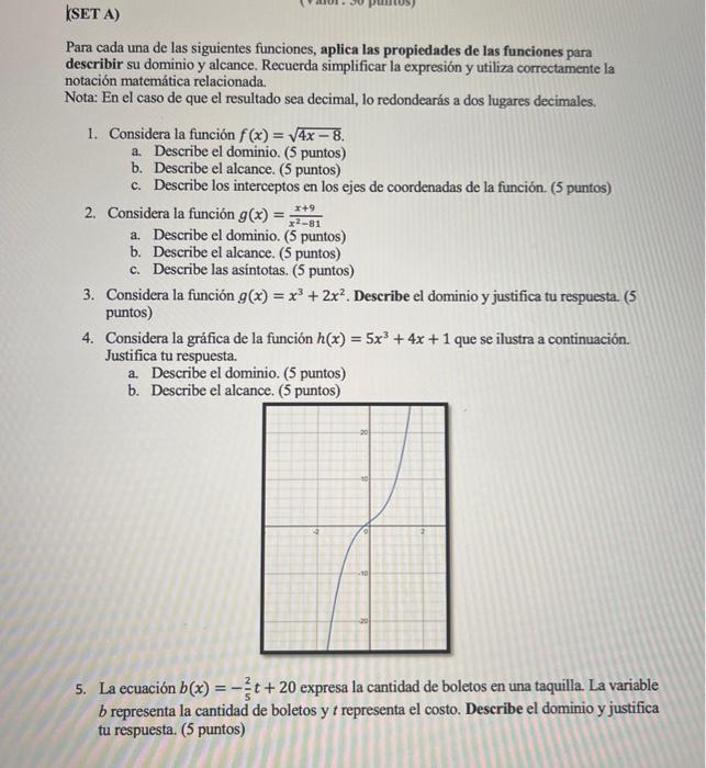 Solved Para cada una de las siguientes funciones, aplica las | Chegg.com
