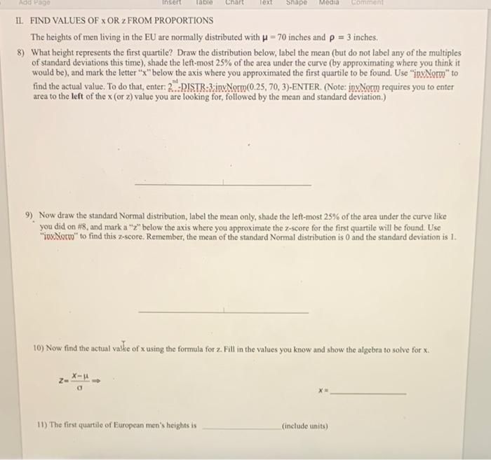 Solved 00000 Insert table Chart Text Media Commons Shape II. | Chegg.com