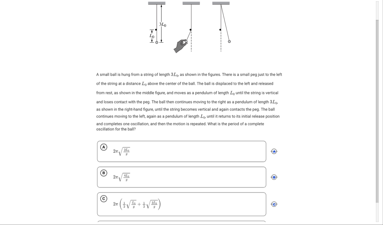 Solved A small ball is hung from a string of length 3L0, ﻿as | Chegg.com
