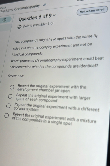 Solved Thin-Layer ChromatographywersQuestion 6 ﻿of 9 | Chegg.com