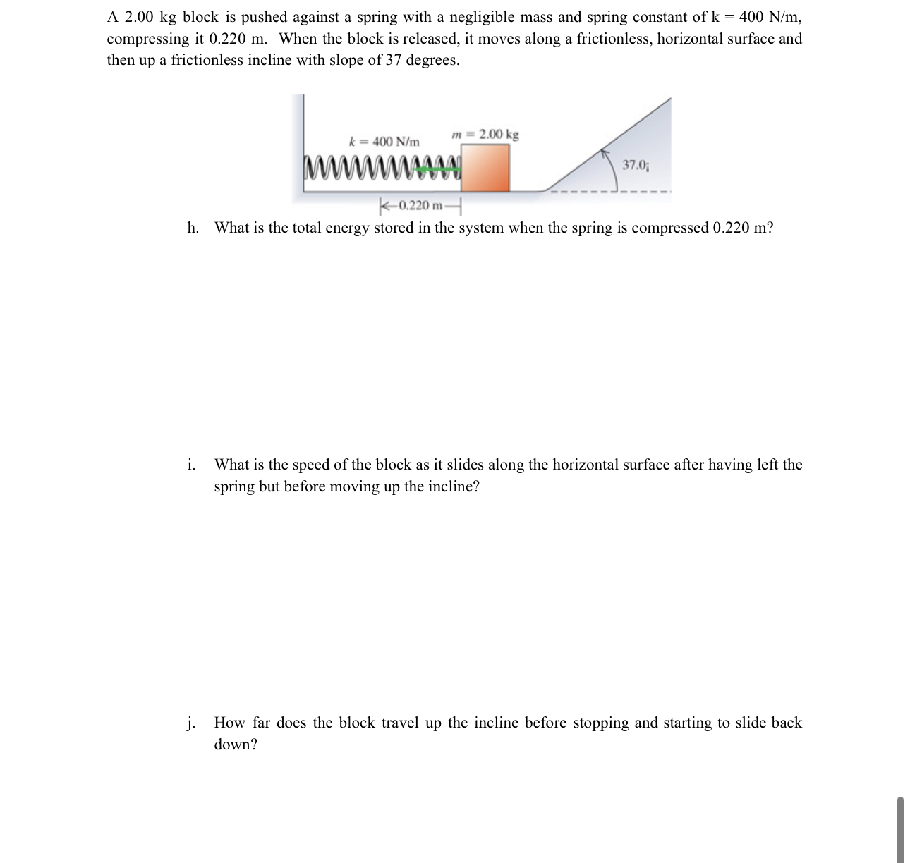 Solved A 2.00 ﻿kg block is pushed against a spring with a | Chegg.com