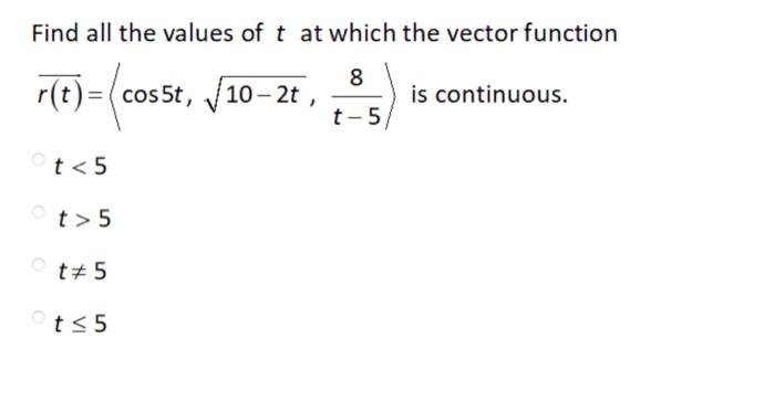 Solved Find all the values of t at which the vector function | Chegg.com