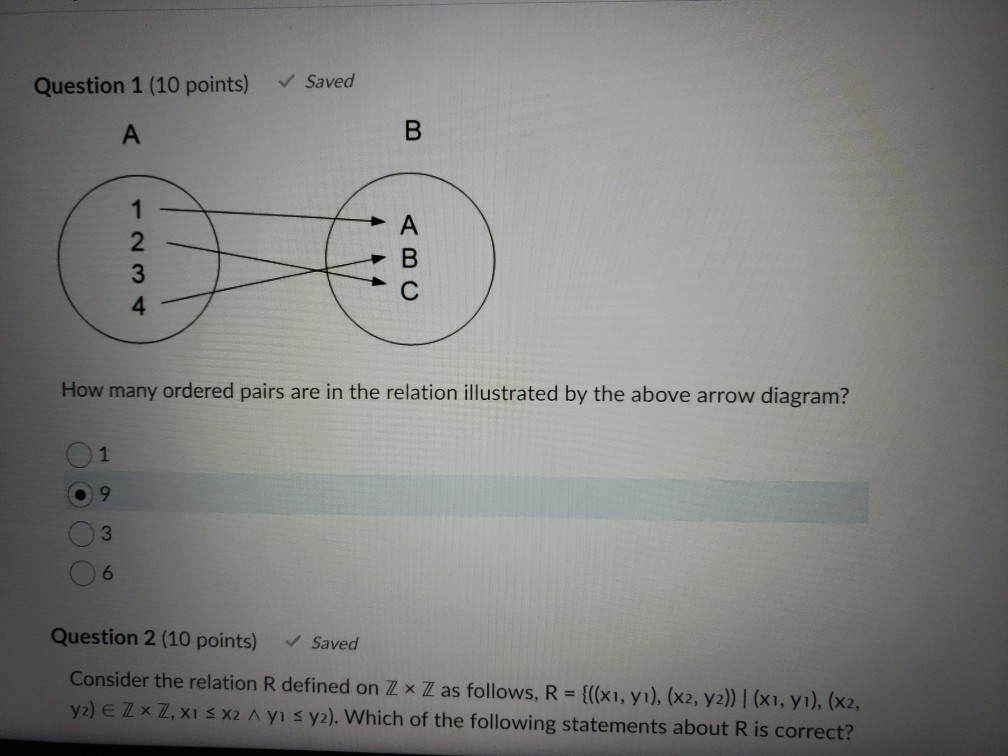 Solved Question 1 (10 points) Saved A B 2 3 4 How many | Chegg.com
