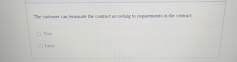 Solved The customer can terminate the contract according to | Chegg.com