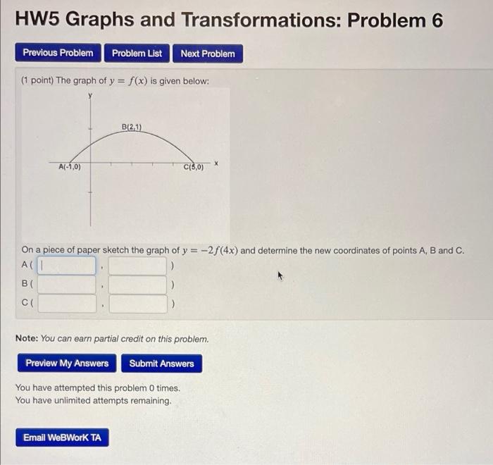 Solved HW5 Graphs and Transformations: Problem 6 Previous | Chegg.com