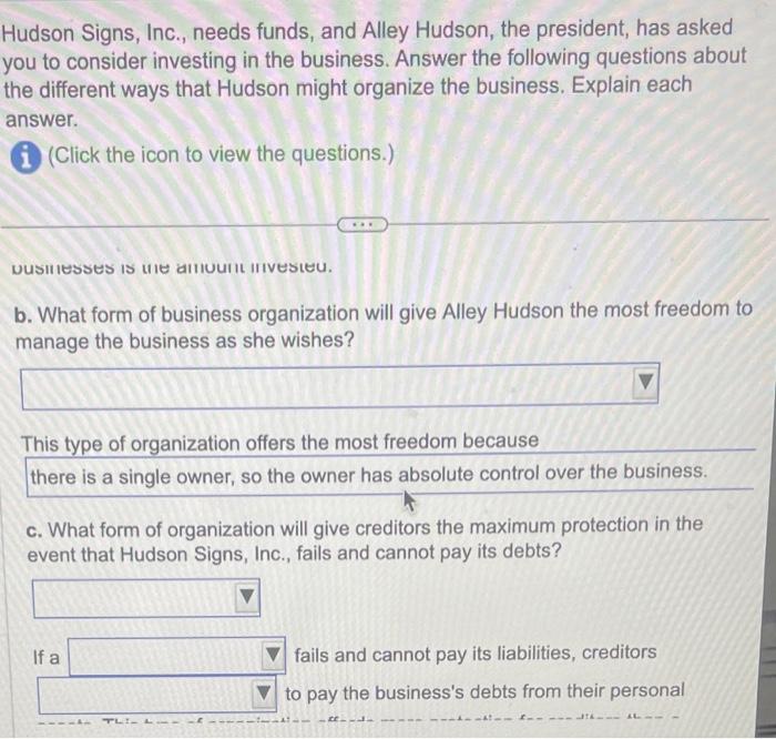 Solved Hudson Signs, Inc., needs funds, and Alley Hudson, | Chegg.com