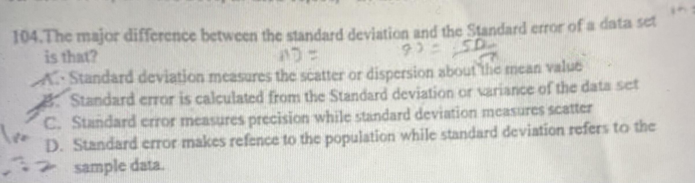 Solved The major difference between the standard deviation | Chegg.com