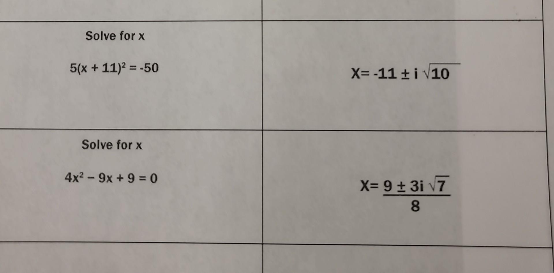 Solved \begin{tabular}{|c|c|} \hline Solve for x & \\ \hline | Chegg.com