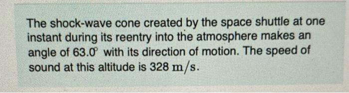 Solved The shock-wave cone created by the space shutte at | Chegg.com