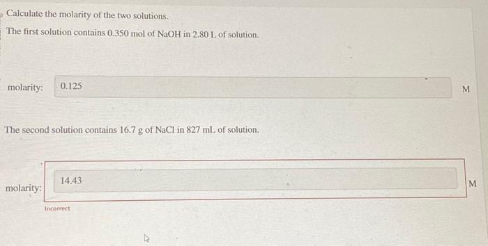 Solved Calculate the molarity of the two solutions. The | Chegg.com