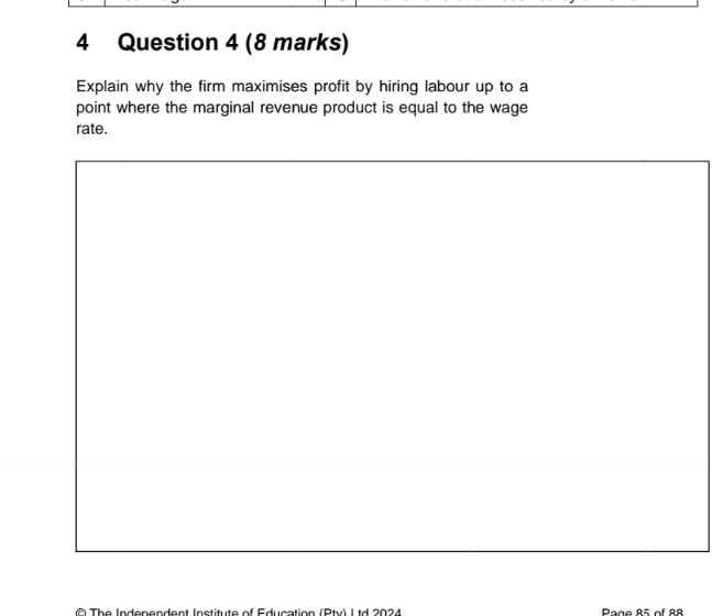Solved 4 ﻿Question 4 (8 ﻿marks)Explain why the firm | Chegg.com