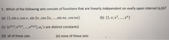 Solved 5. Which of the following sets consists of functions | Chegg.com