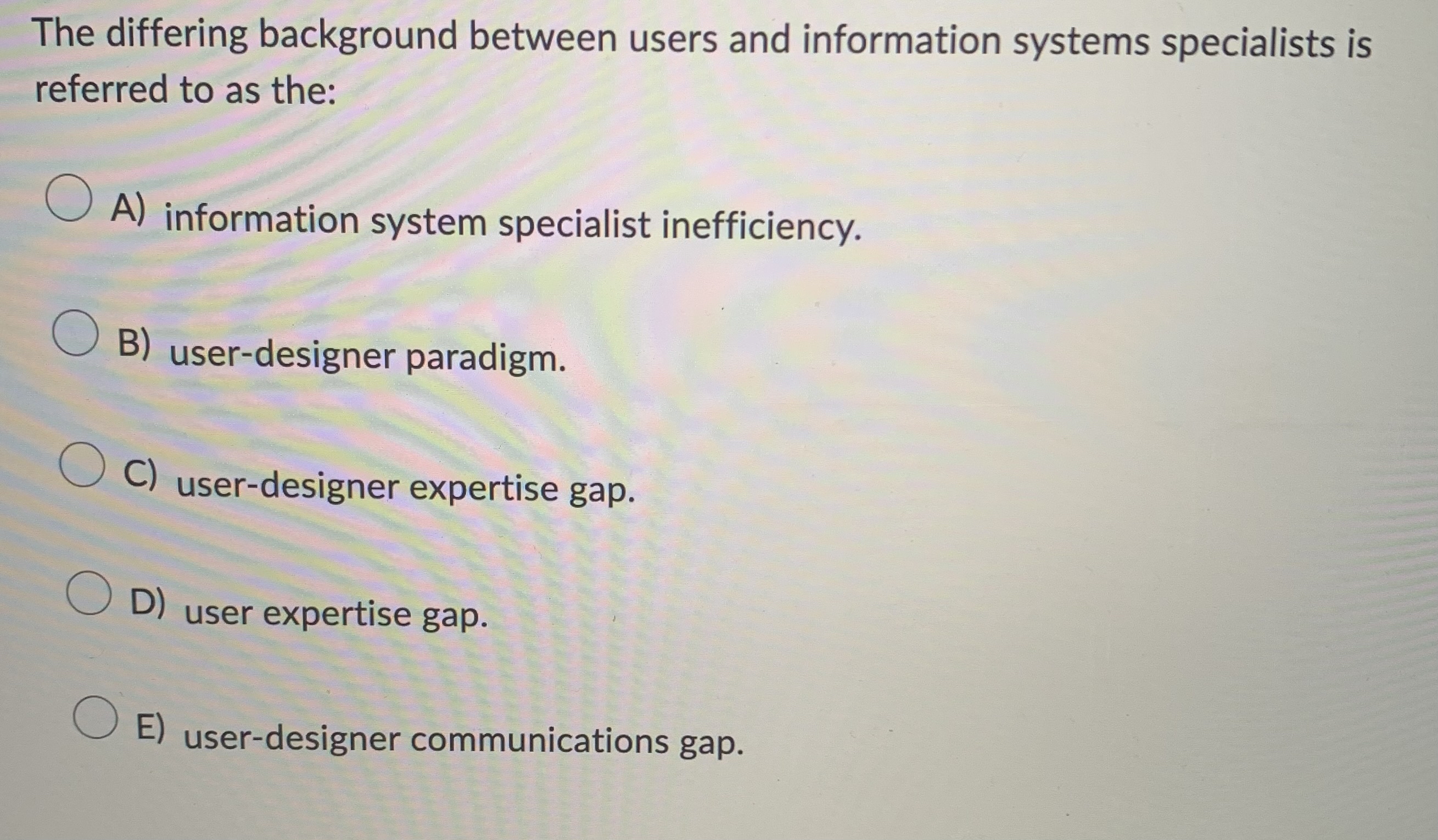 Solved The differing background between users and | Chegg.com