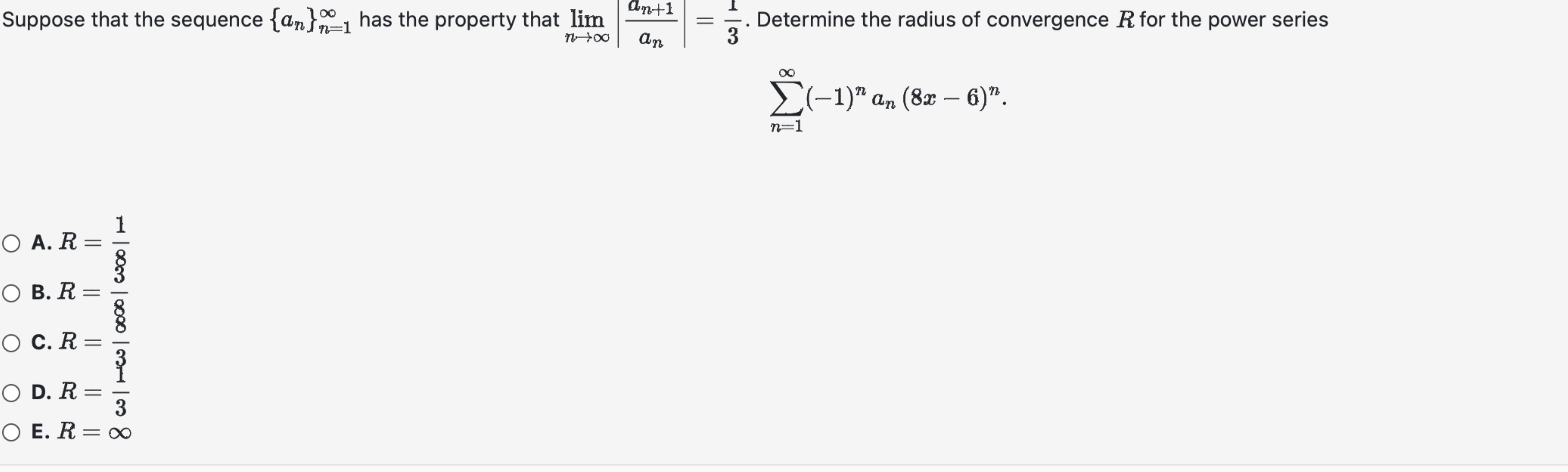 Solved Suppose that the sequence {an}n=1∞ ﻿has the property | Chegg.com
