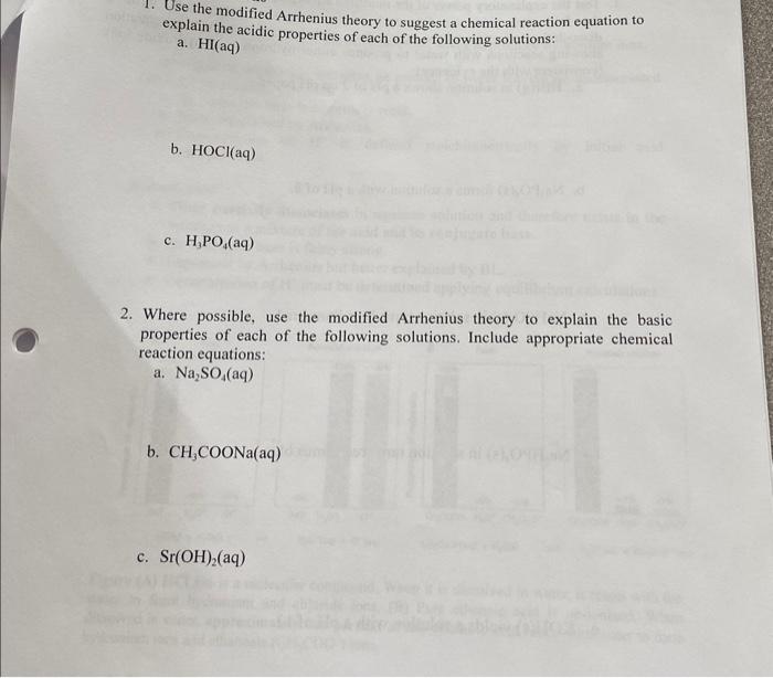 Solved 1. Use the modified Arrhenius theory to suggest a | Chegg.com