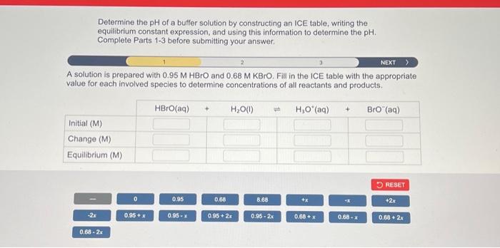 Solved Determine the pH of a buffer solution by constructing | Chegg.com