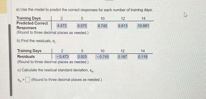 Solved The formula for the residual standard deviation is | Chegg.com