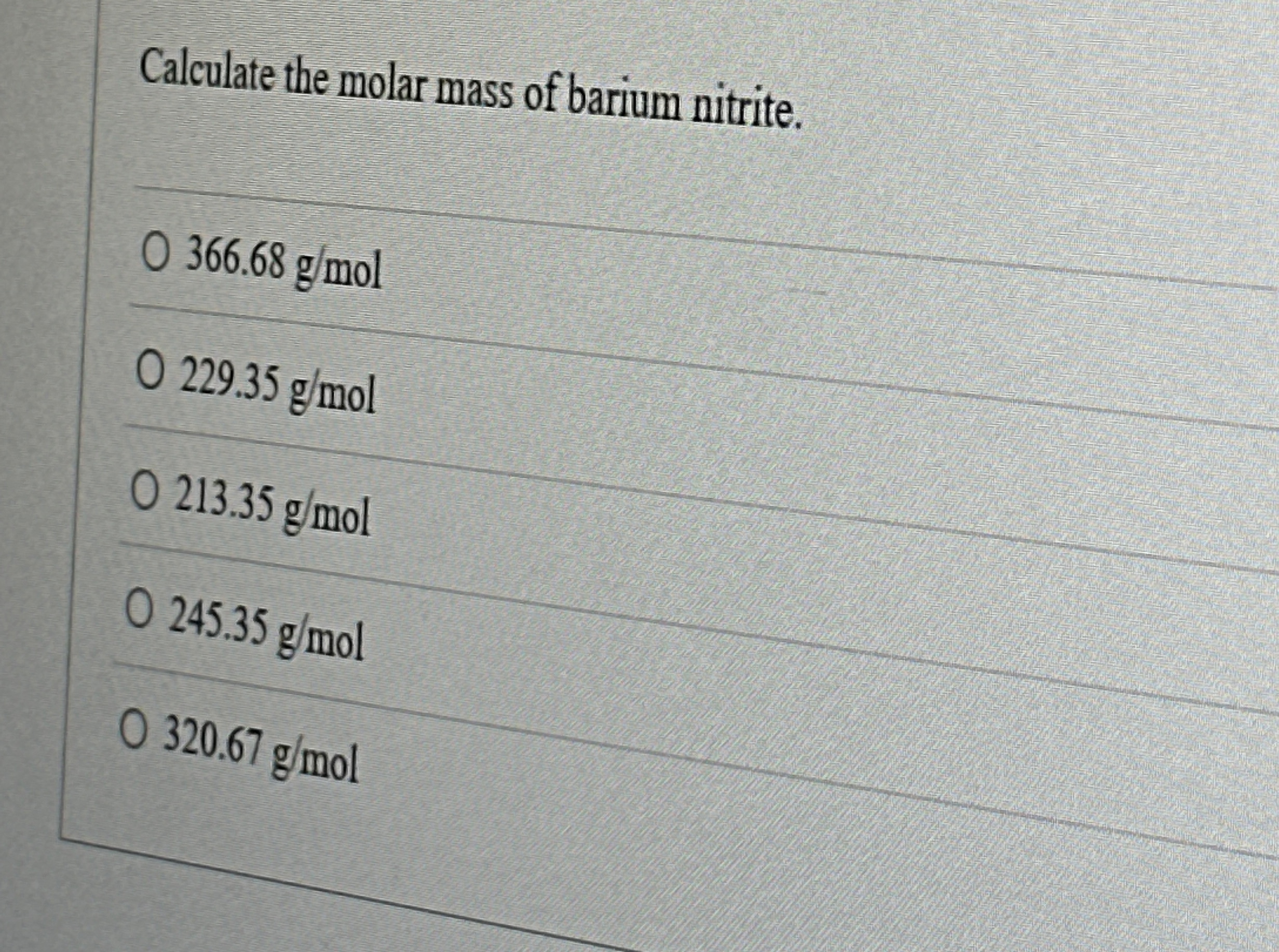 Solved Calculate the molar mass of barium | Chegg.com