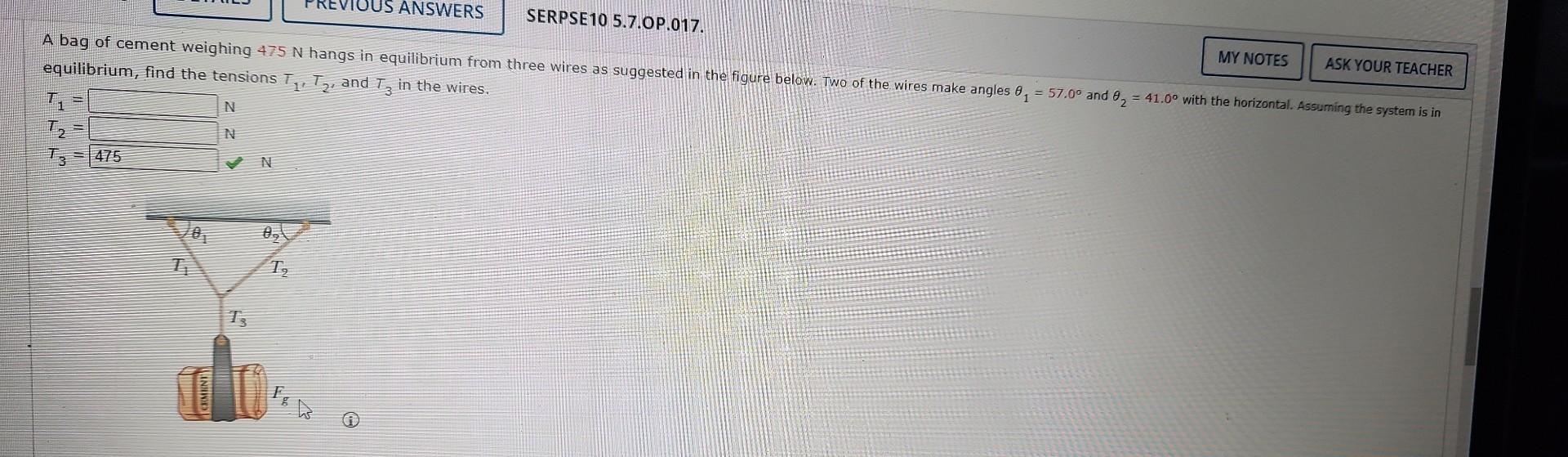 Solved equilibrium, find the tensions T1,T2, and T3 in the | Chegg.com