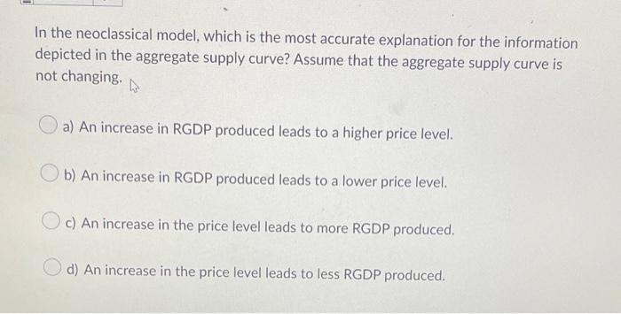 Solved In the neoclassical model, which is the most accurate | Chegg.com