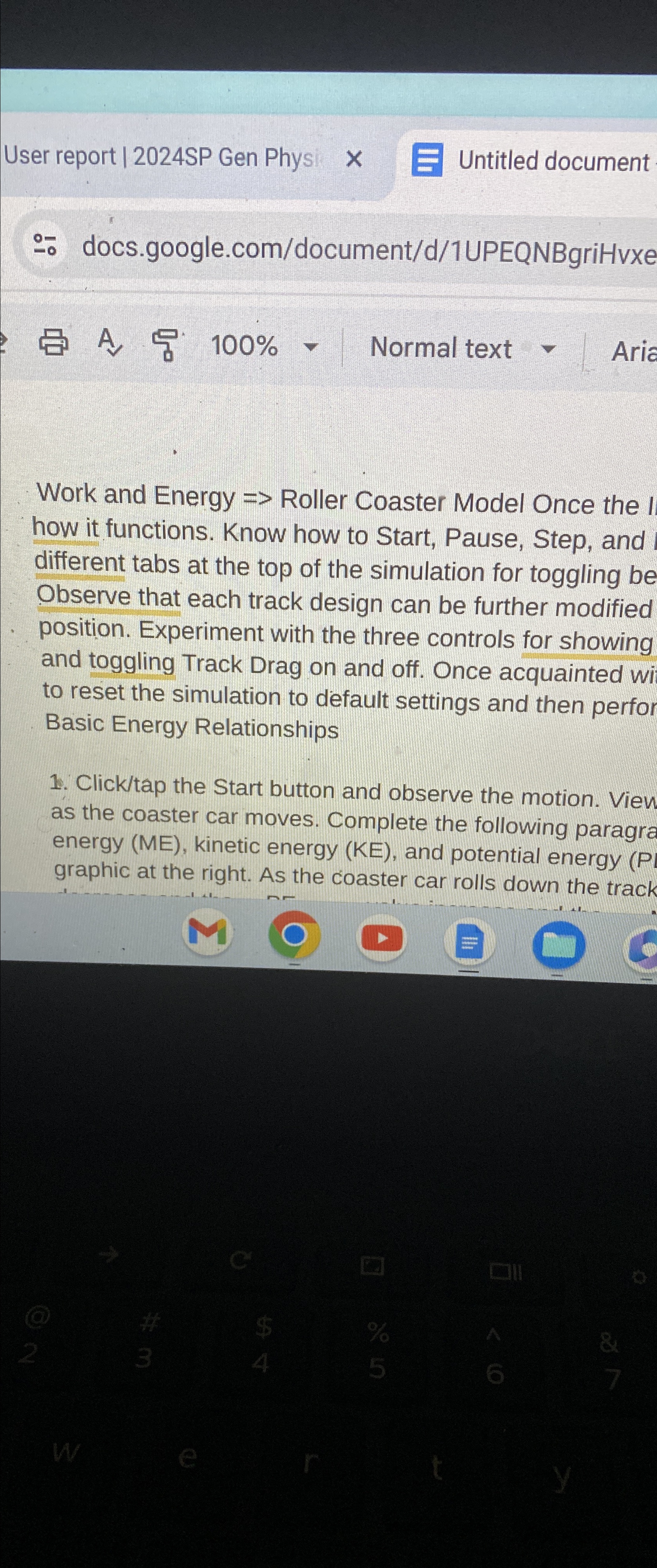 Solved User report | 2024SP Gen PhysUntitled document-- | Chegg.com