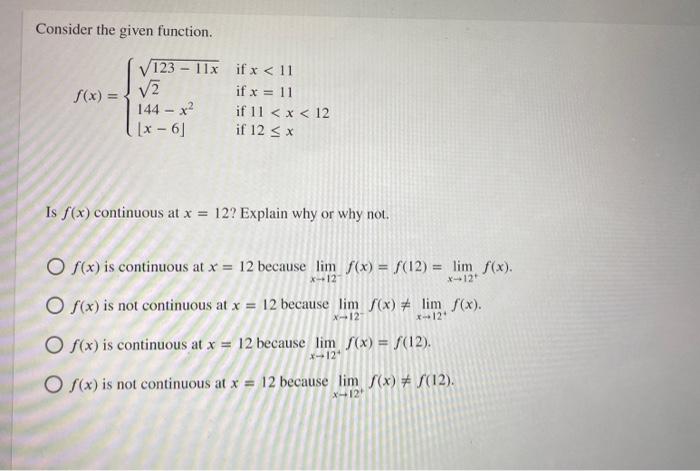 Solved Consider the given function. | Chegg.com