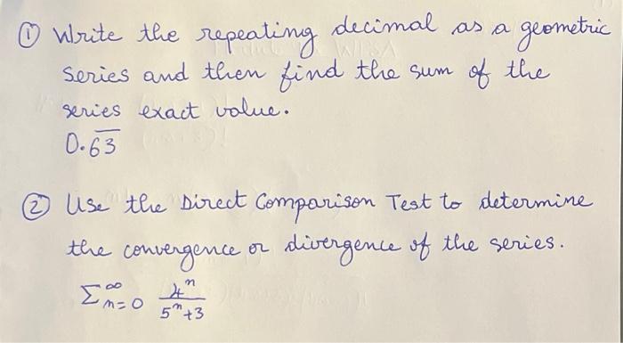 Solved Ⓒ Write The Repeating Decimal As A Series And Then 5327