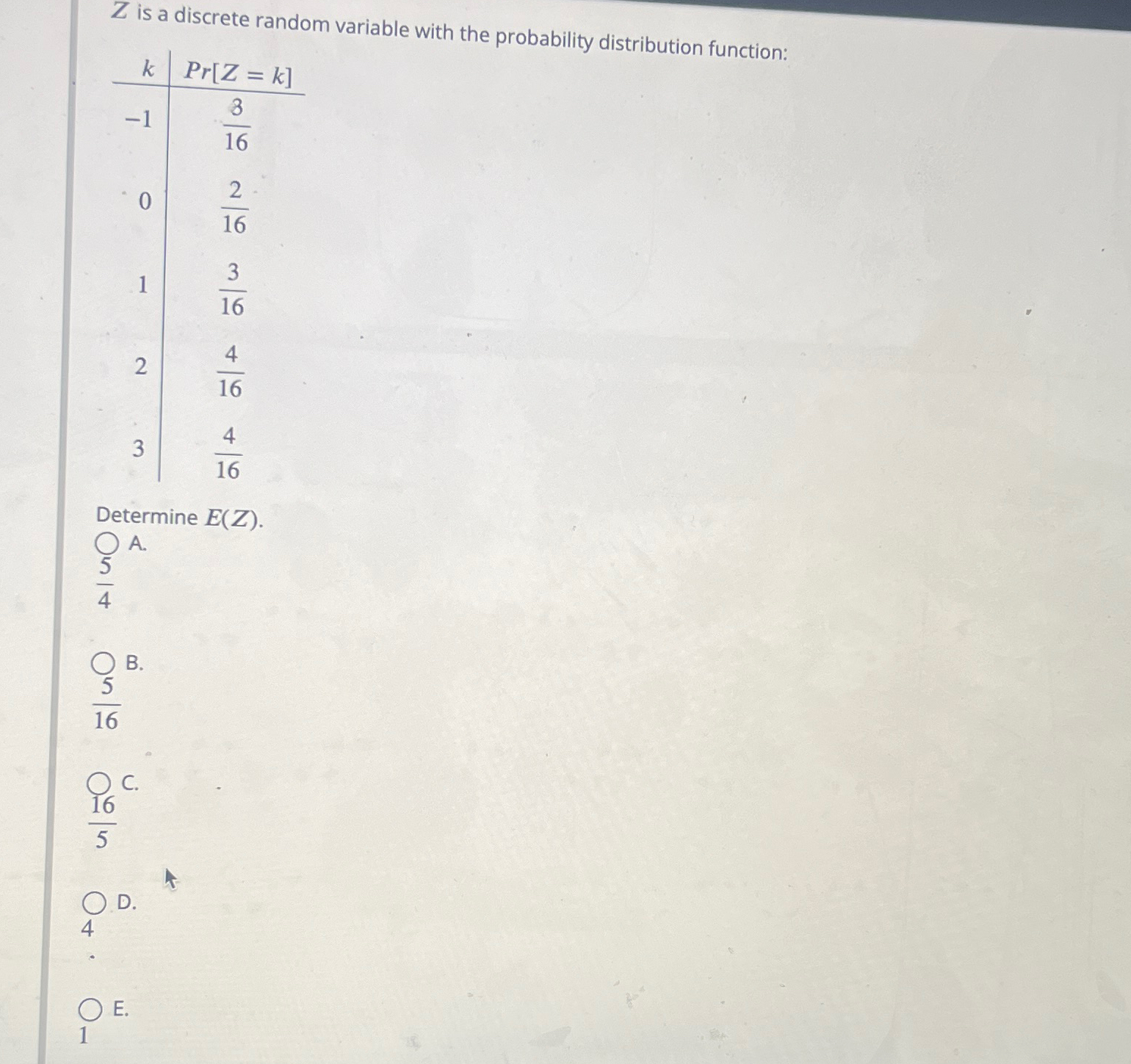 Solved Z ﻿is a discrete random variable with the probability | Chegg.com